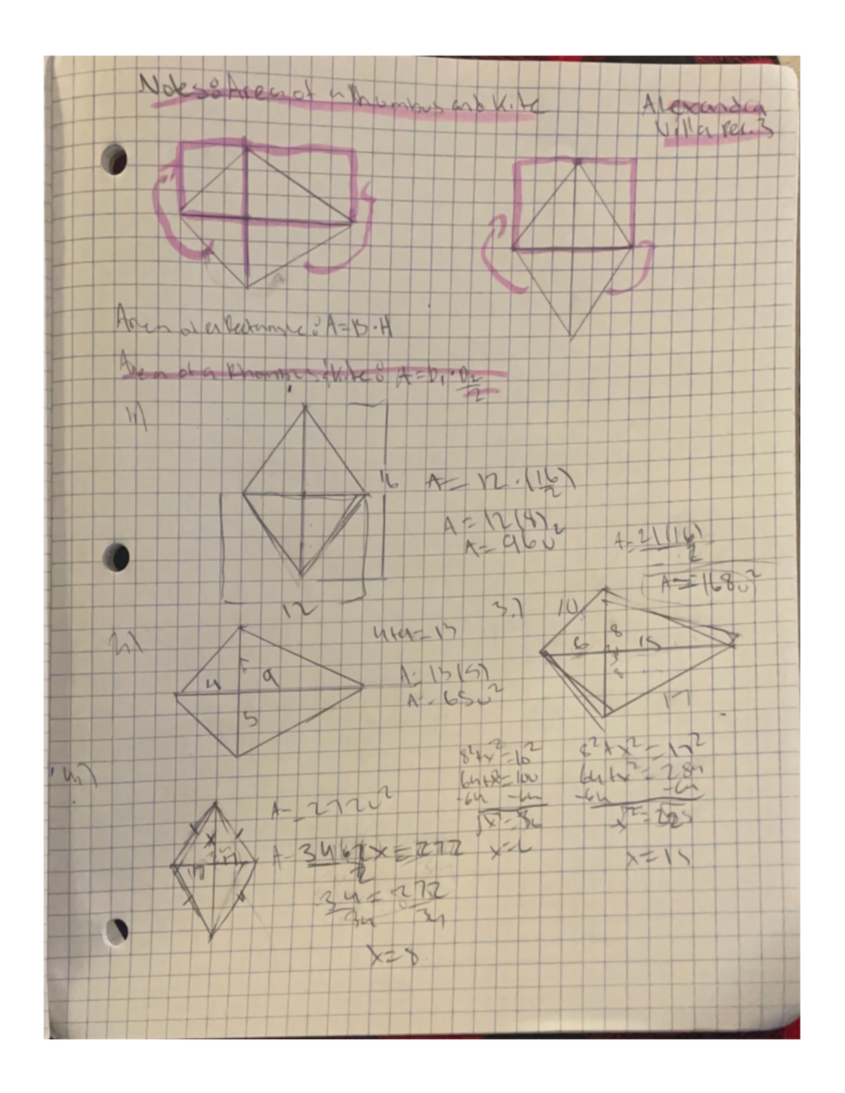 Unit 5.1.1 CPM Algebra 2 Honors - Notes:Arenot and kite Alexandra Nilla ...