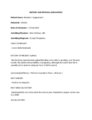 History AND Physical Examination - HISTORY AND PHYSICAL EXAMINATION ...