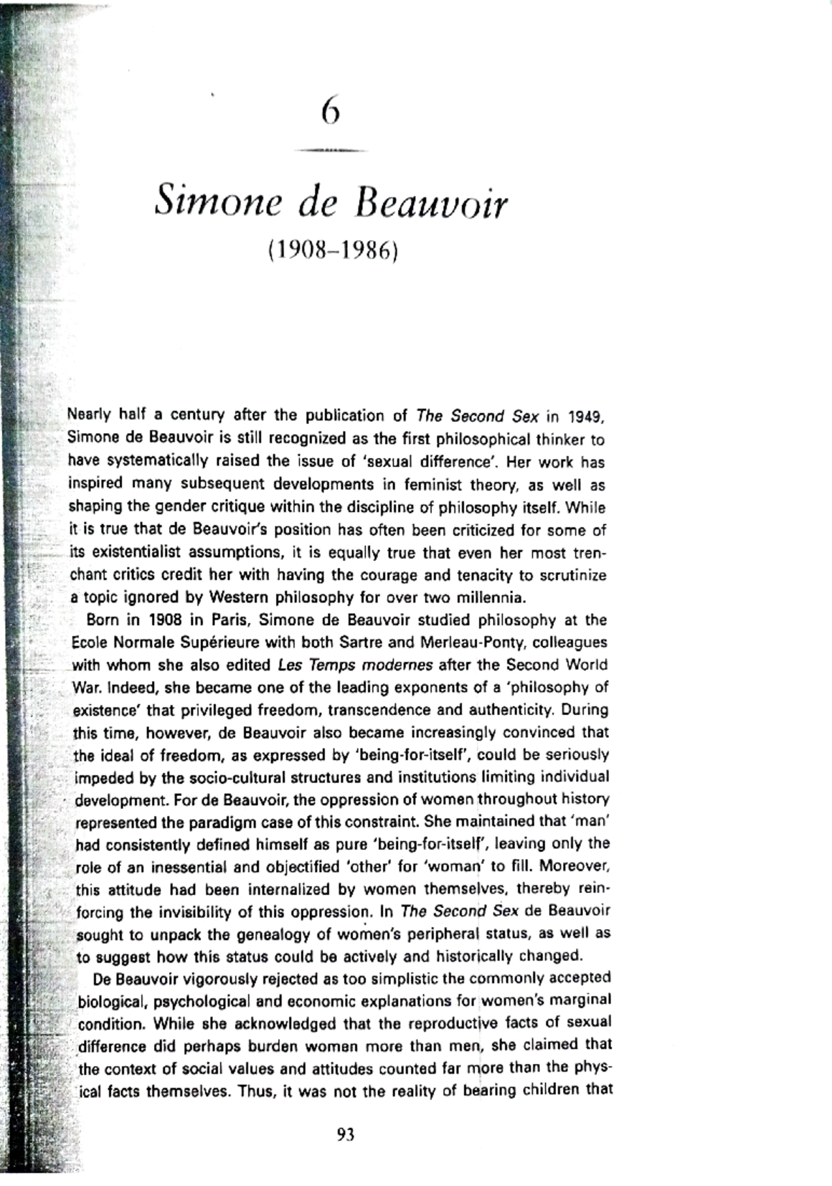 Simone De Beauvoir - 6 Simone de Beauvoir (1908-1986) Nearly half a ...
