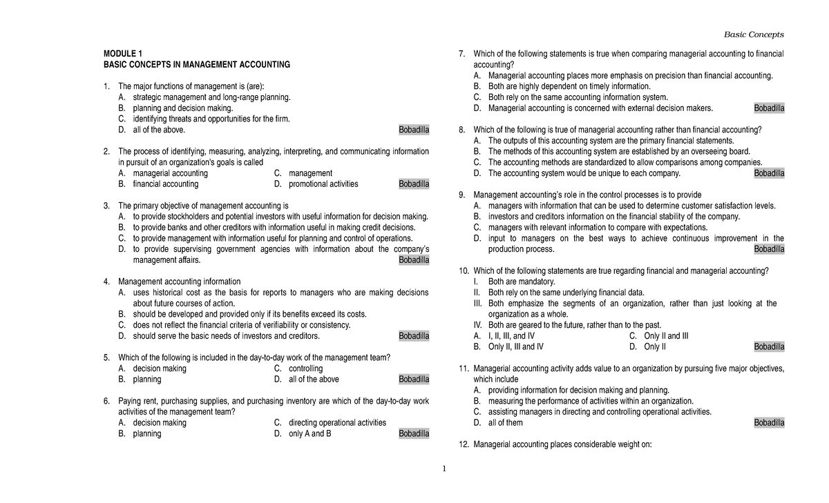 Module 1 Basic Concepts IN Management AC - Basic Concepts MODULE 1 ...