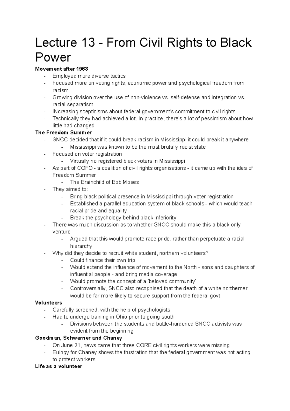 Lecture 13 - From Civil Right to Black Power - Lecture 13 - From Civil ...