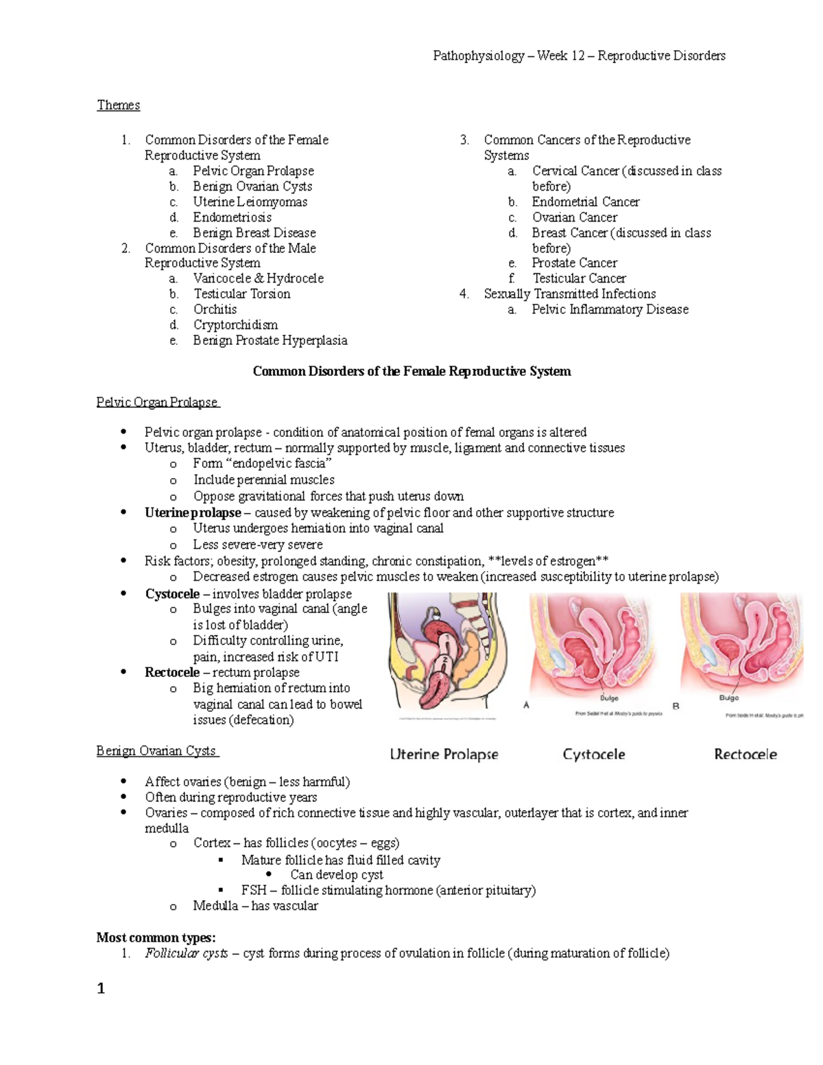 W12L2 - Reproductive - Themes Common Disorders of the Female ...