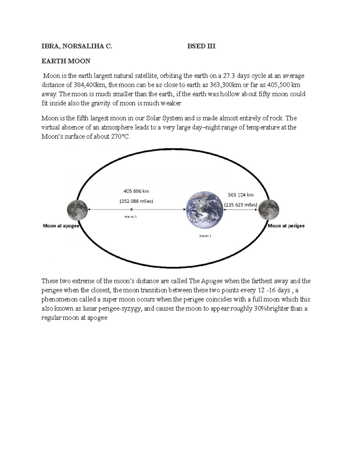 Astronomy MOON - Summary Junior High School - IBRA, NORSALIHA C. BSED ...