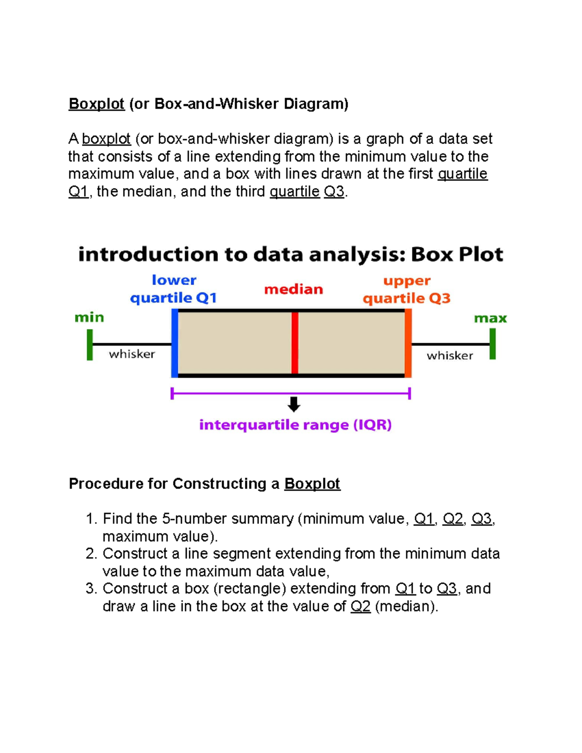 Sec3 - Teach by Prof.Weidong-chen - Boxplot (or Box-and-Whisker Diagram) A boxplot (or - Studocu