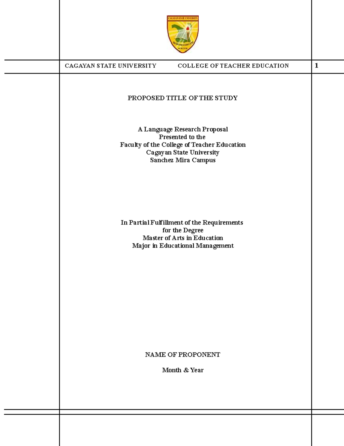 Template for the Manuscript - PROPOSED TITLE OF THE STUDY A Language ...