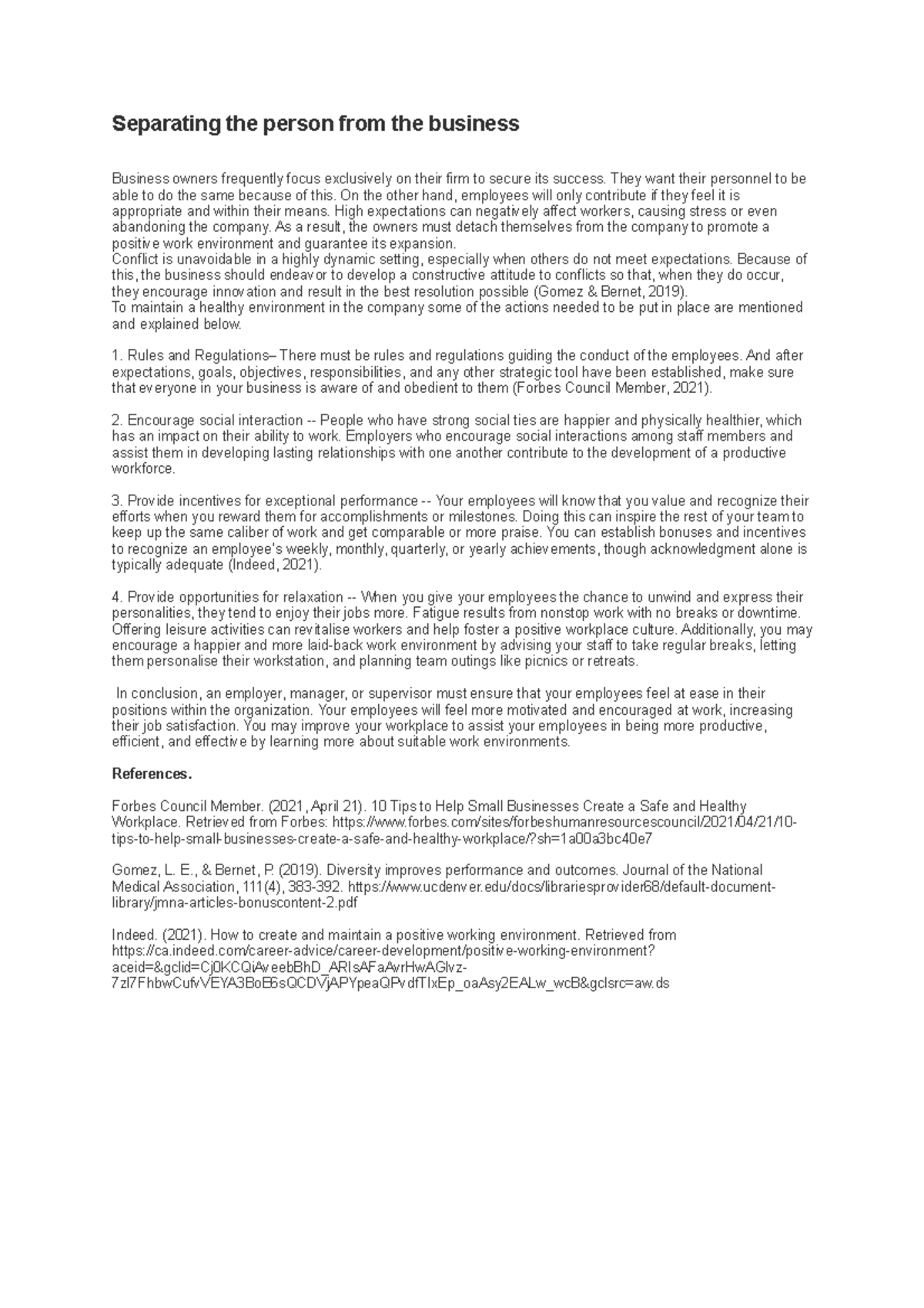 Separating the person from the business - Separating the person from ...