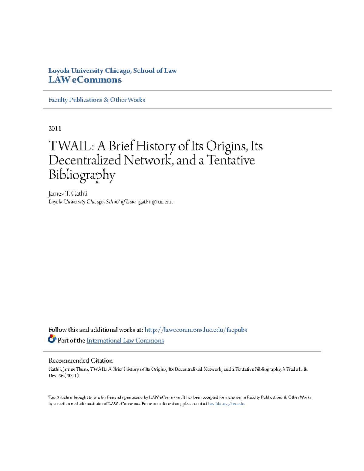 Twail A Brief History of Its Origins Its Decentralized Network - Loyola ...