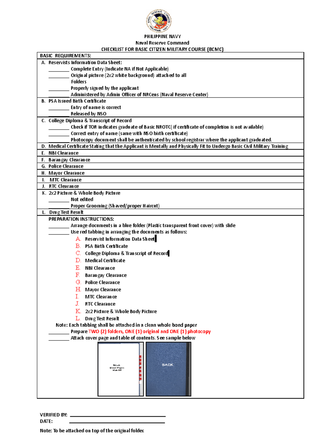 Checklist-for-BCMC - BCMC - PHILIPPINE NAVY Naval Reserve Command ...