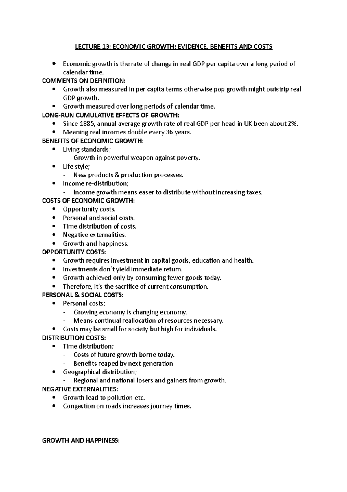 Lecture 13- Economic growth - LECTURE 13: ECONOMIC GROWTH: EVIDENCE ...
