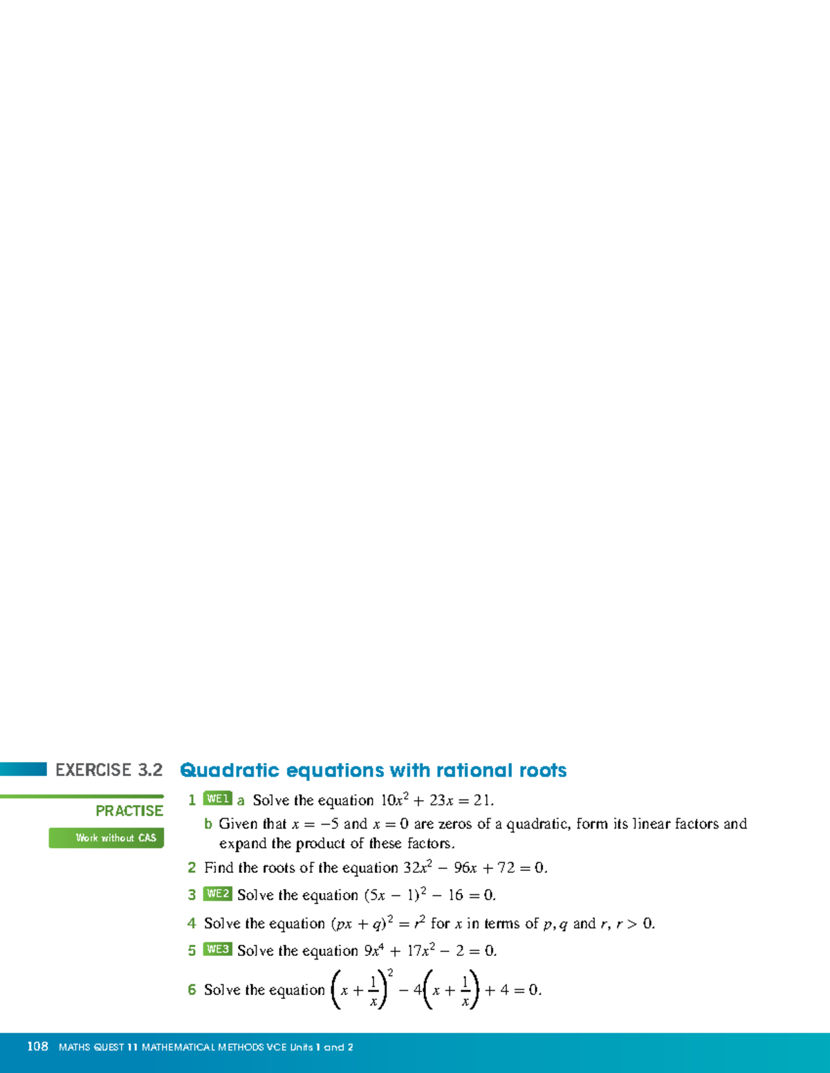 Jacaranda Quadratics I - Equations which reduce to quadratic form ...