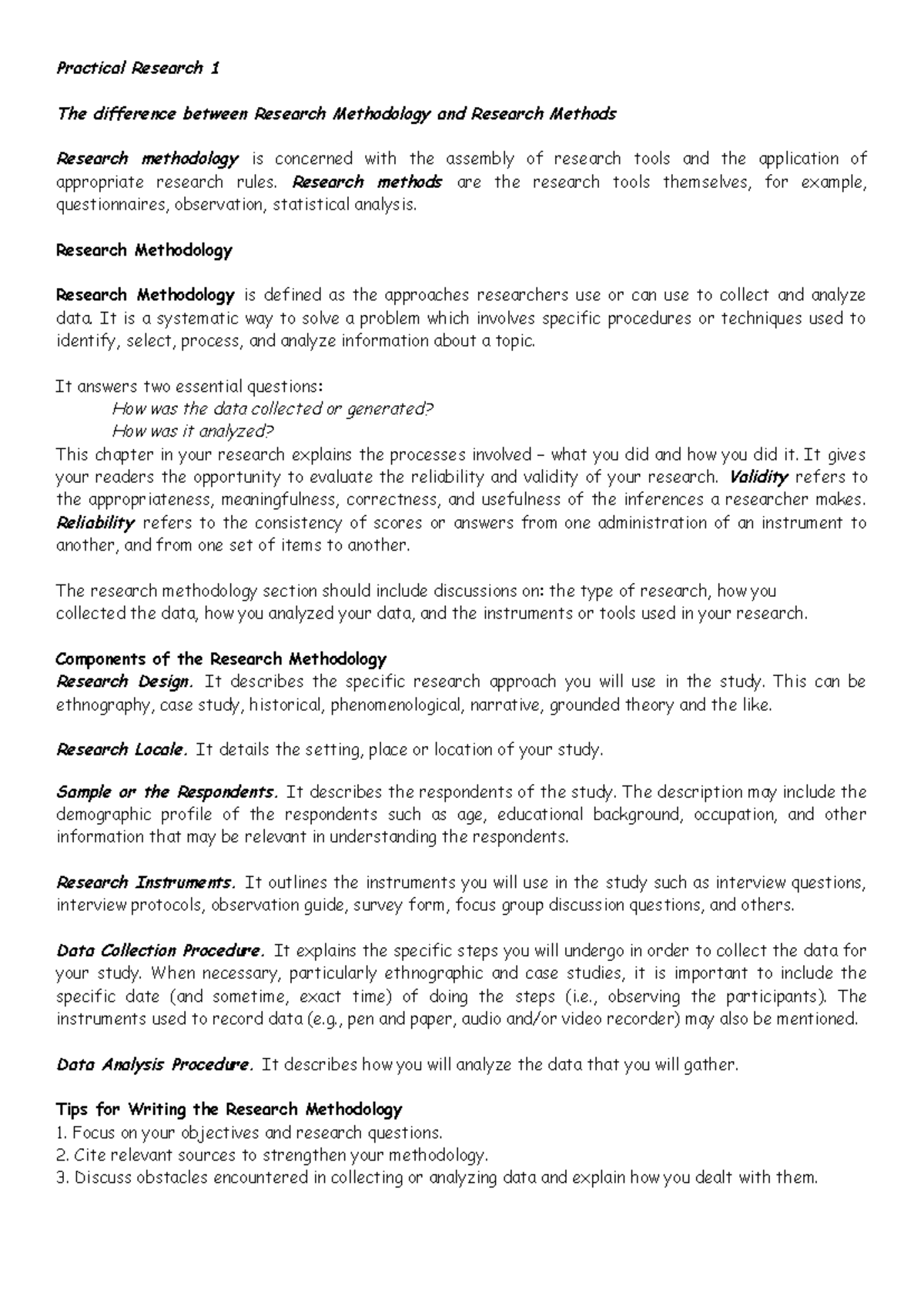 Practical Research 1 W 4 - Practical Research 1 The difference between ...