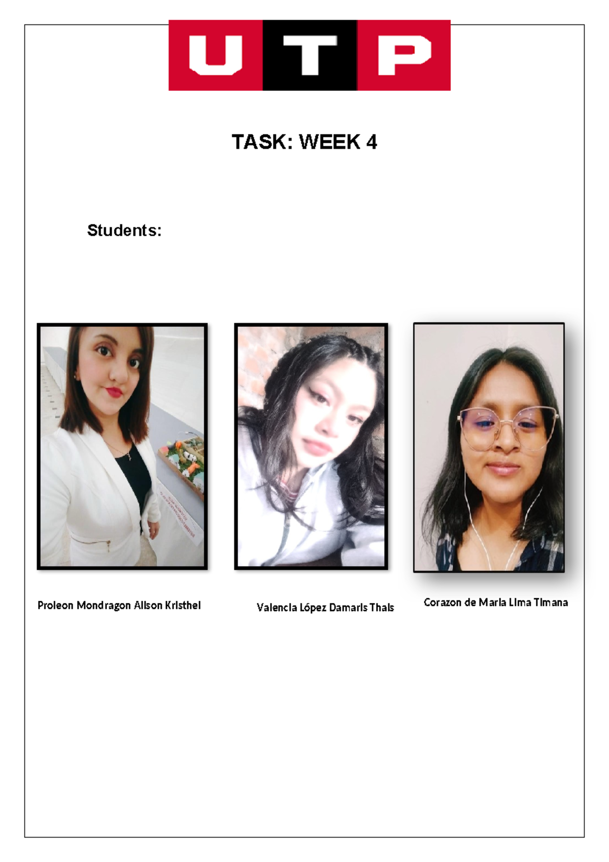 TASK-WEEK 4,Asiggment school life - Ingles II - TASK: WEEK 4 Students: Proleon Mondragon Alison ...