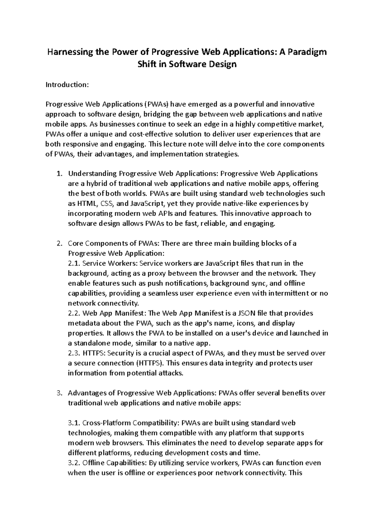 Harnessing The Power Of Progressive Web Applications A Paradigm Shift In Software Design