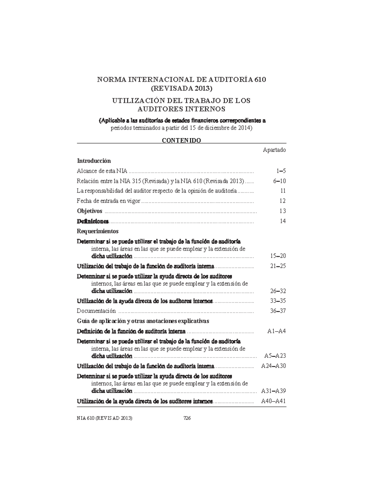 NIA 610 Utilizacion DEL Trabajo DE Auditores Internos - NORMA ...