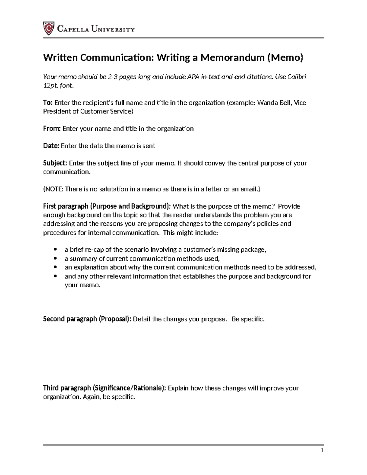Cf memo template - Written Communication: Writing a Memorandum (Memo ...