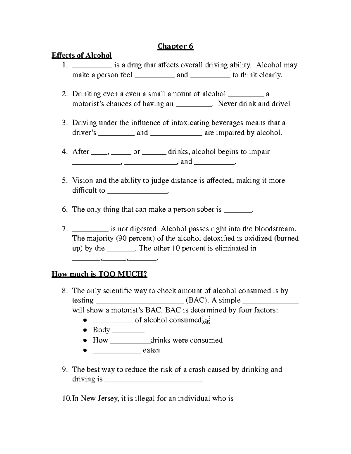 Chapter 6 Notes 2015 .docx - Google Docs - Chapter 6 Effects of Alcohol ...
