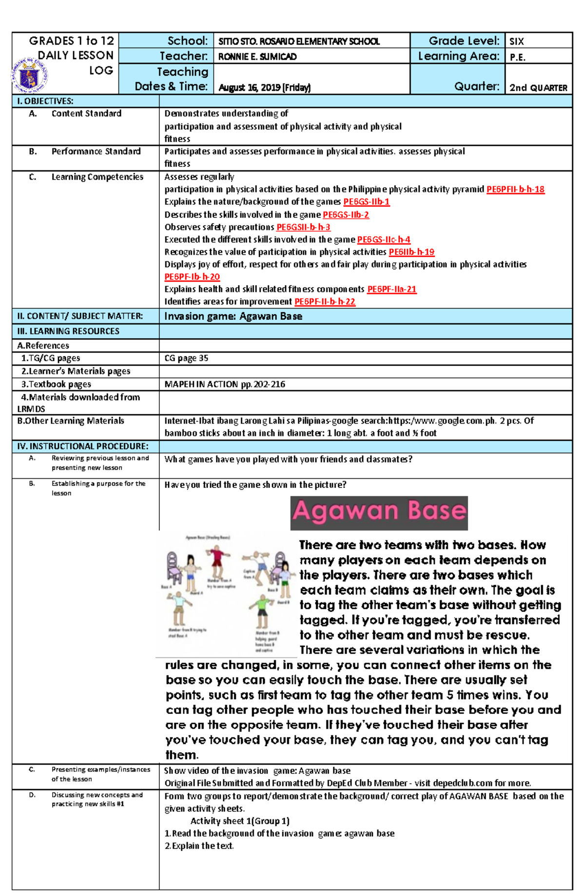Pdfcoffee - N/A - I. OBJECTIVES: A. Content Standard Demonstrates ...