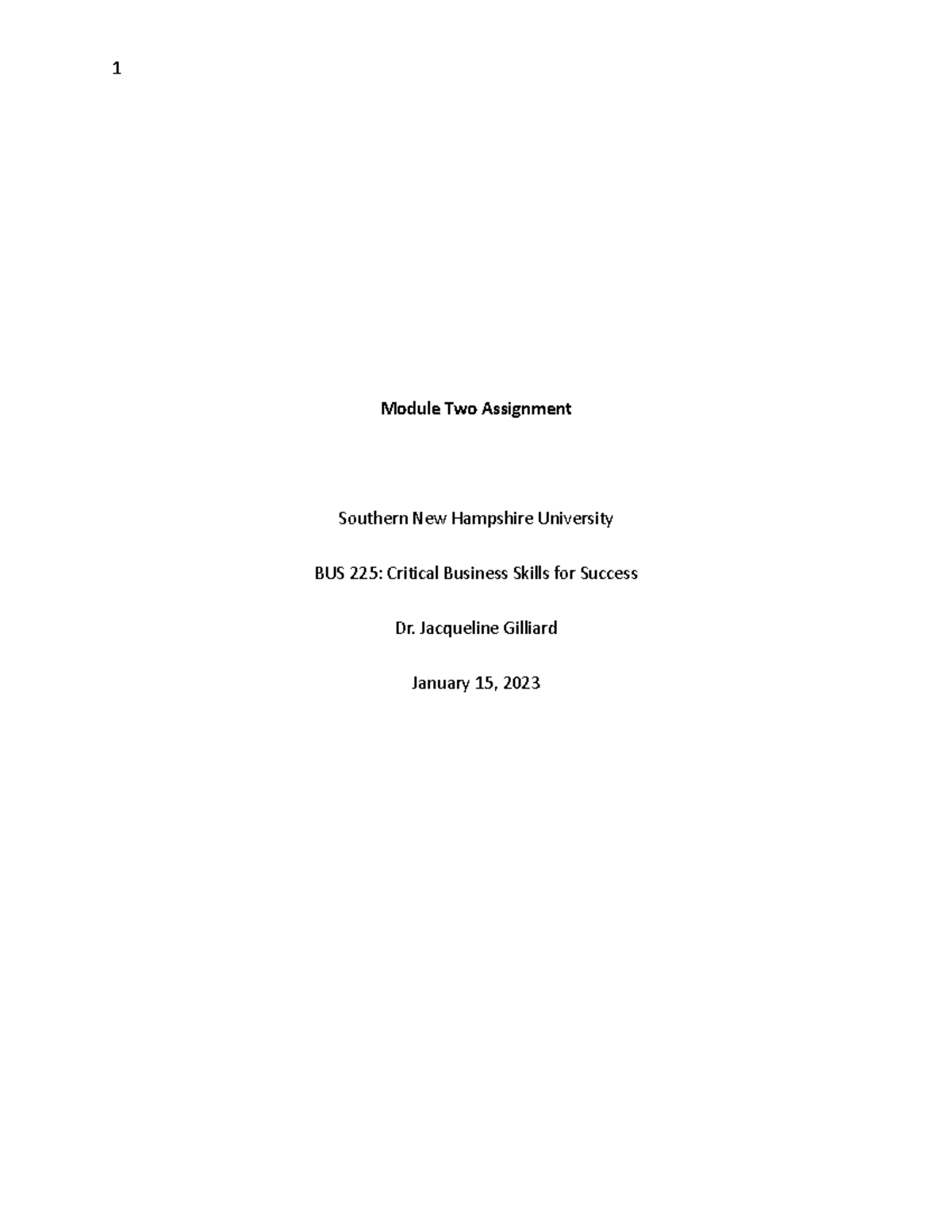 BUS225 Module Two Assignment - Module Two Assignment Southern New Hampshire University BUS 225 ...