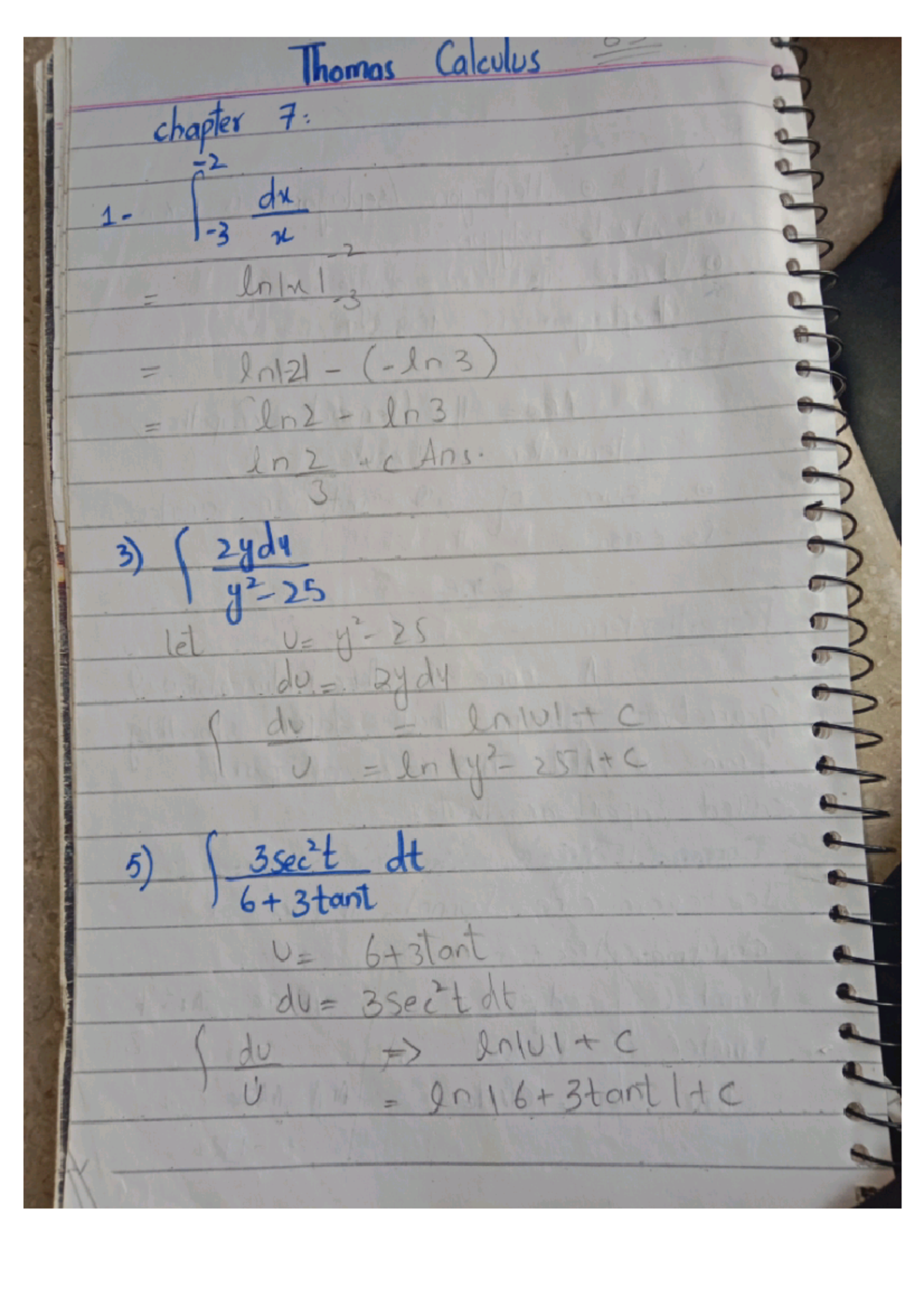 Thomas calculus unit 7 - Math - Thomas Calculus chapter 7: -2 dx 1-3 x ...