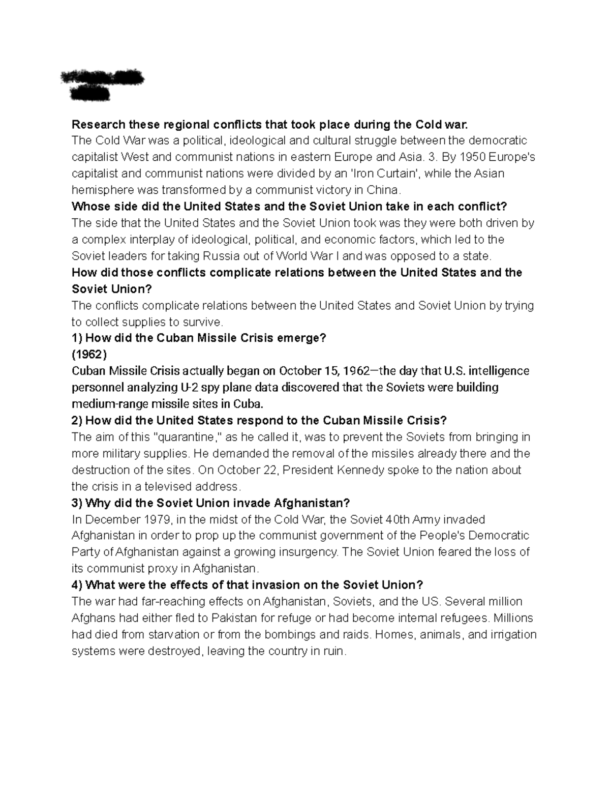 - the Cold War - Prof m - Isaac Guzman 6-16- Research these regional ...