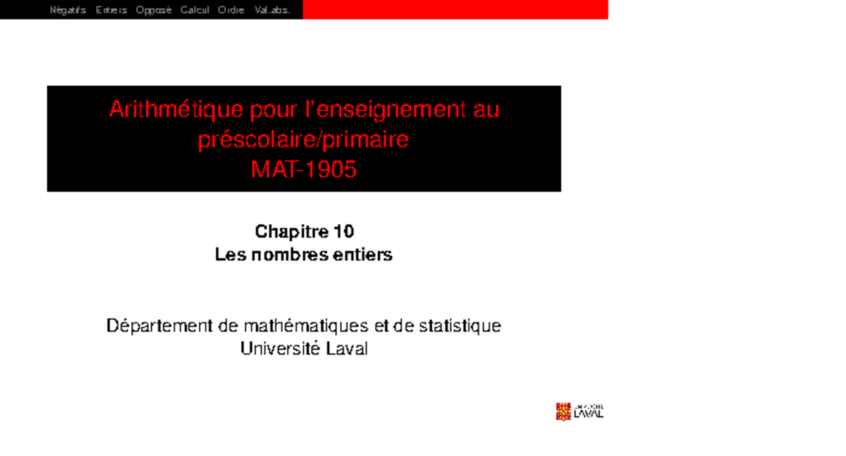 Chapitre 10 - MAT-1905 - Arithm ́etique pour l’enseignement au pr ...