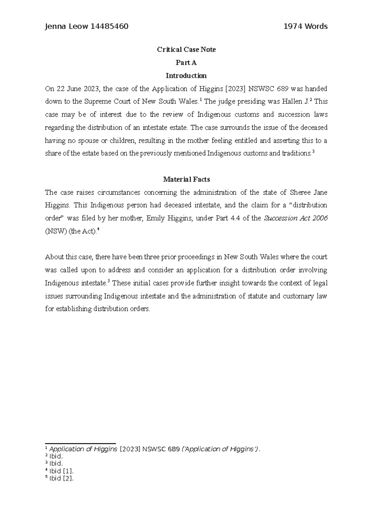 Critical Case Note - Assignment - Critical Case Note Part A ...