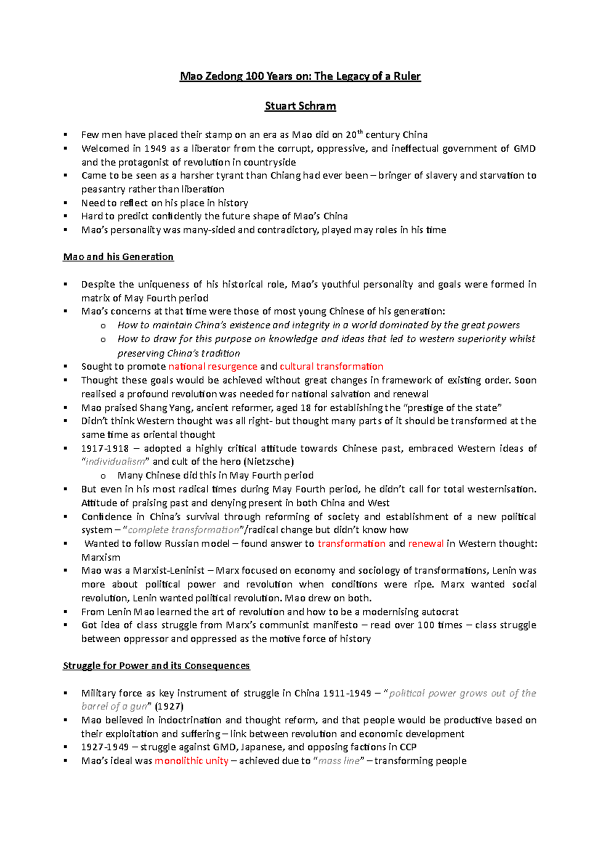 Mao Zedong 100 Years on - Key notes and historiography - Mao Zedong 100 ...