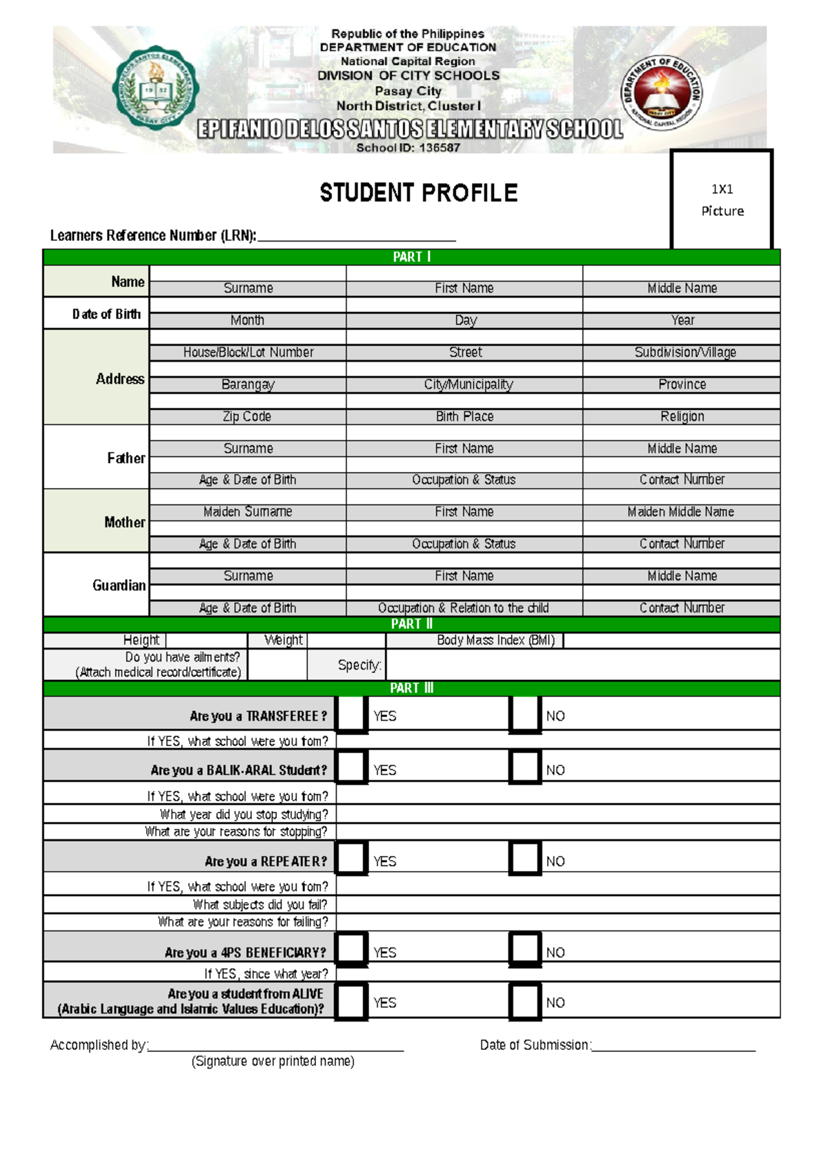 Student-profile - NONE - STUDENT PROFILE Learners Reference Number (LRN ...