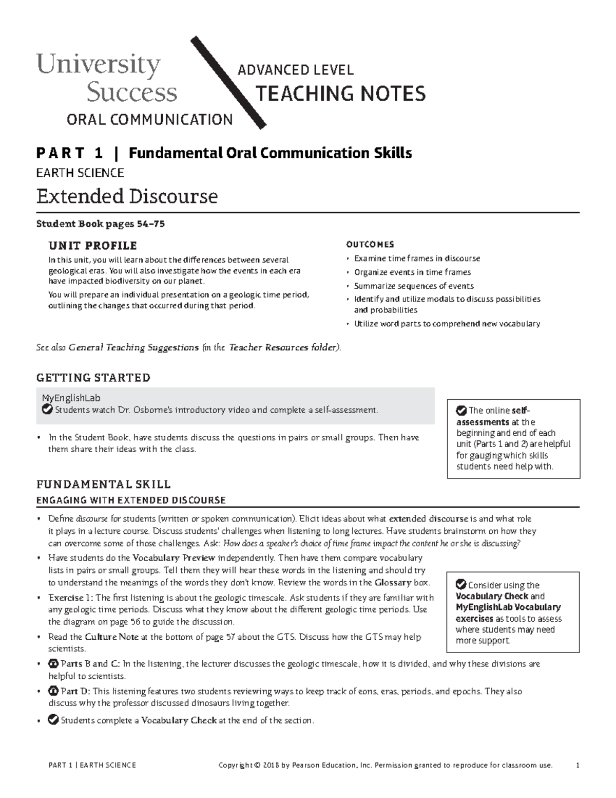 US Oral Communication Adv Teaching Notes P1 EAR - P A R T 1 ...