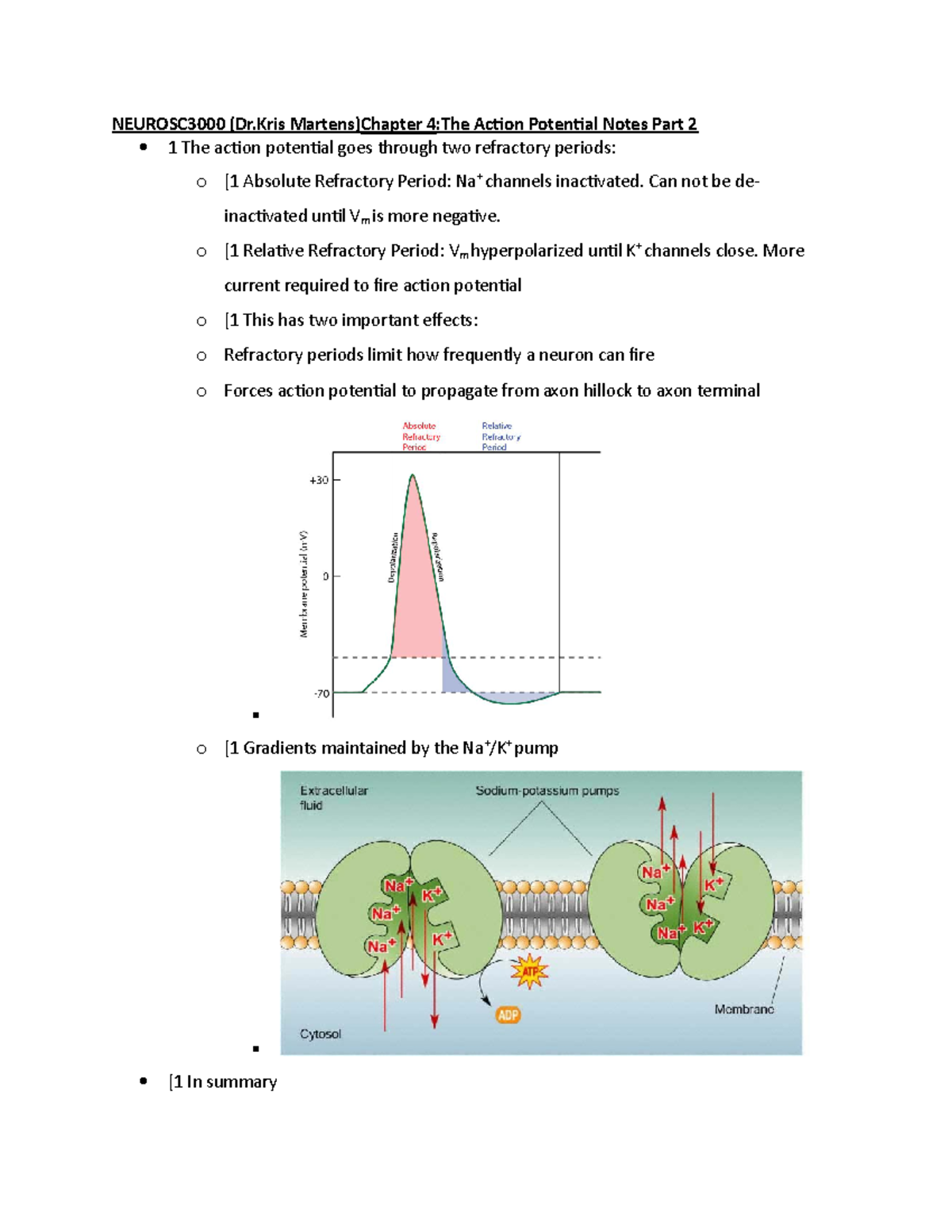 Neurosc 3000 (Dr.Kris Martens)Chapter 4-The Action Potential Notes Part ...