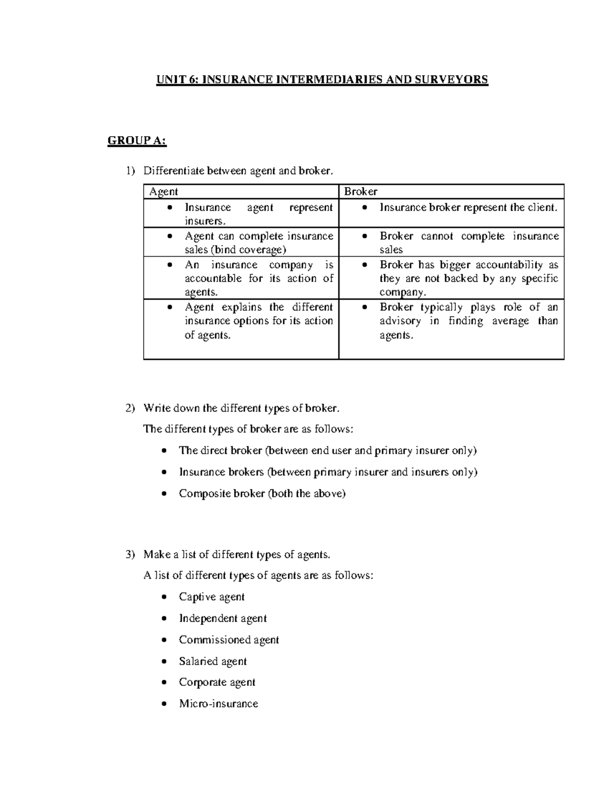 UNIT 4 (Insurance regulations) - UNIT 6: INSURANCE INTERMEDIARIES AND ...