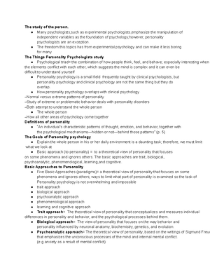 Chapter 4 - Personality Traits, situations and Behavior I. The Trait ...