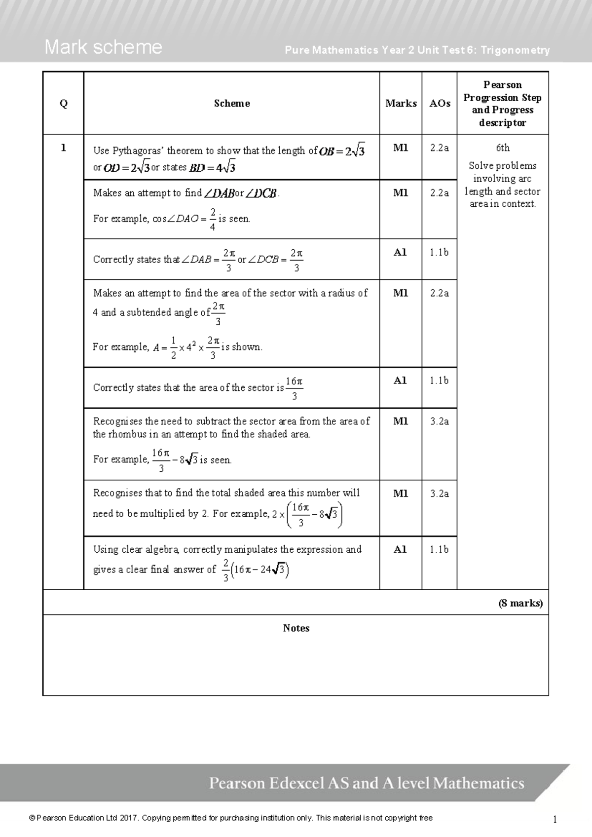 Alevel ut p2 u6 markscheme - Q Scheme Marks AOs Pearson Progression ...