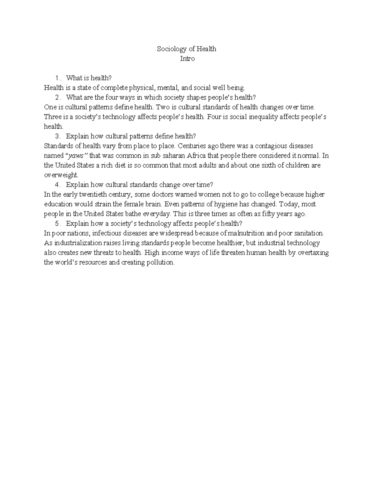 Sociology of Health Introduction - Sociology of Health Intro 1. What is ...