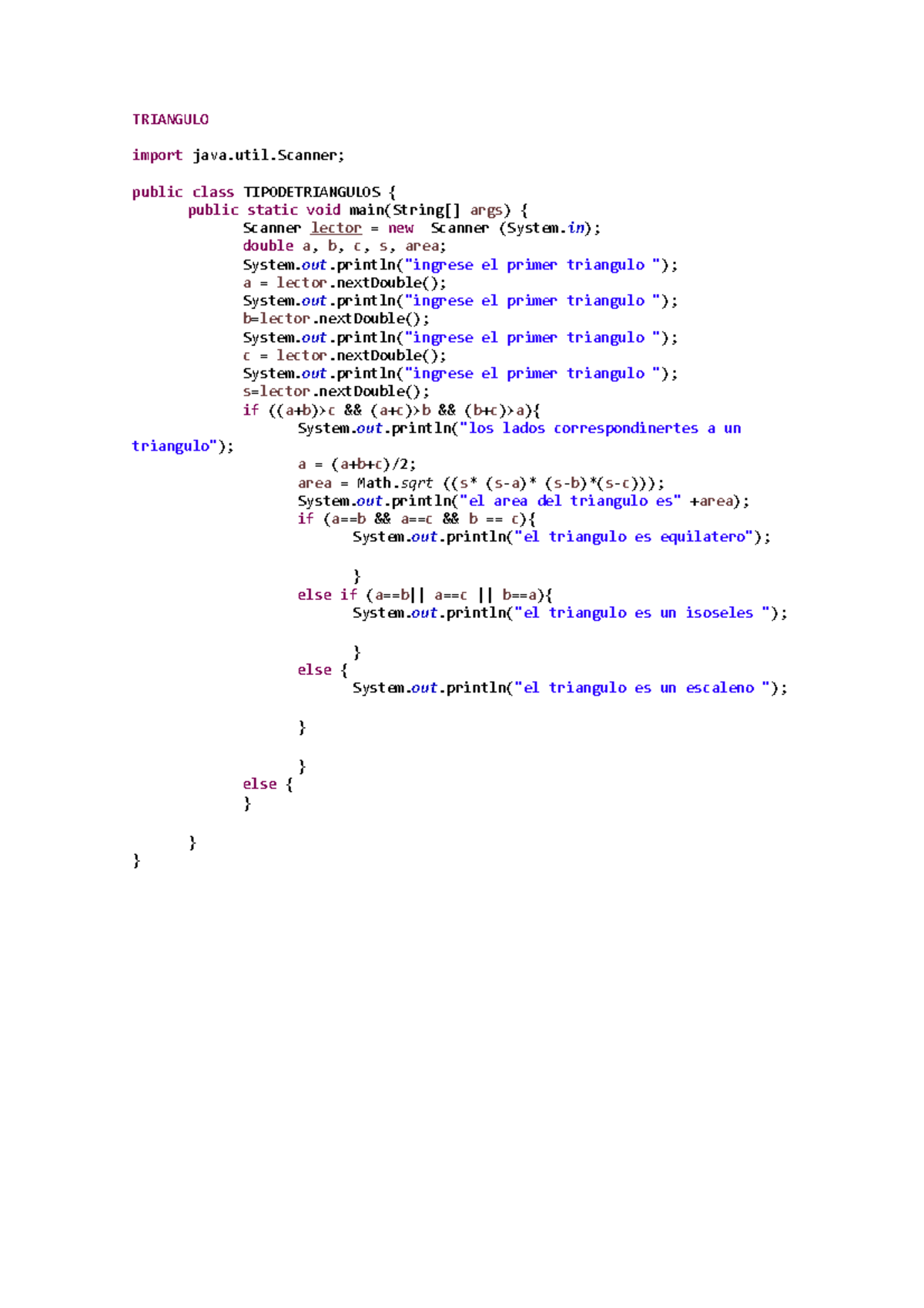 Semana 5 Programacion - TRIANGULO import java.util; public class ...