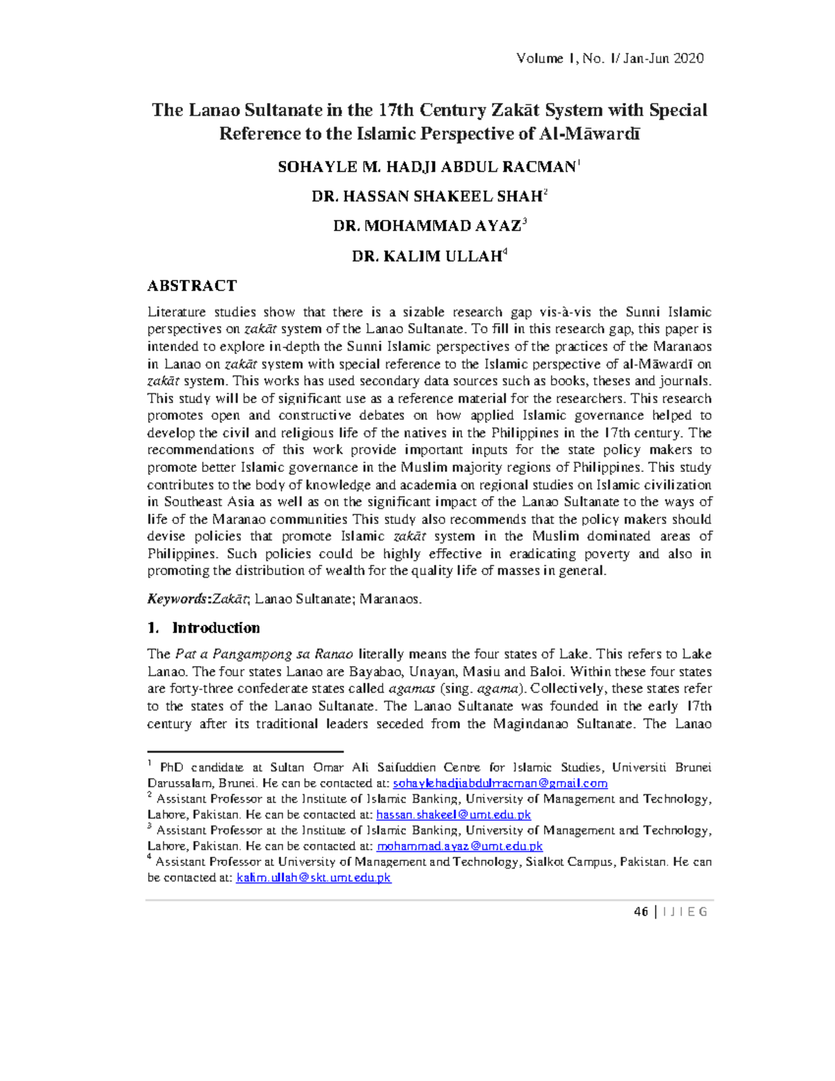 The Lanao Sultanate in the 17th Century - HADJI ABDUL RACMAN 1 DR ...