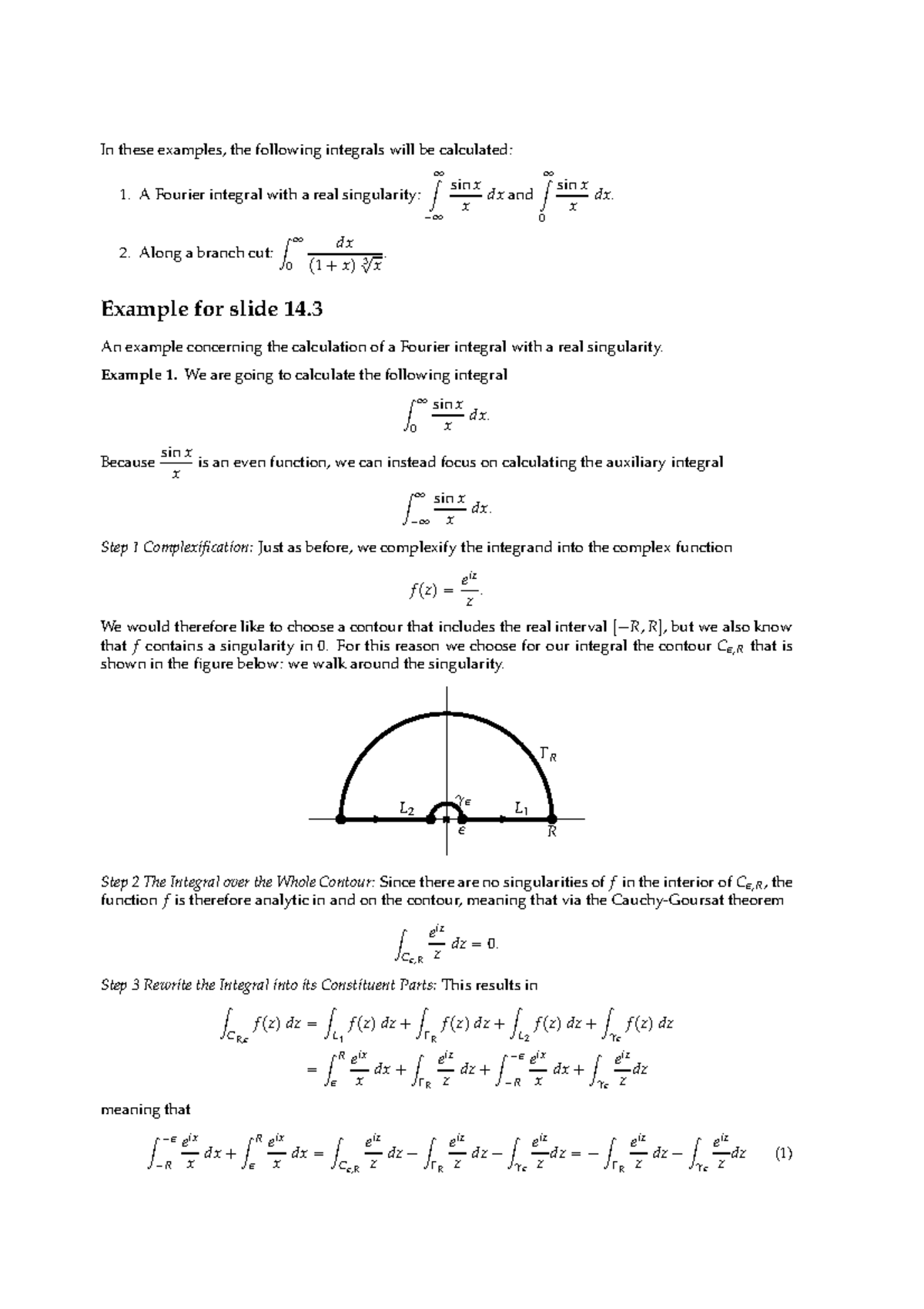 Examples Lect 14-Real Integrals 2 - In these examples, the following ...