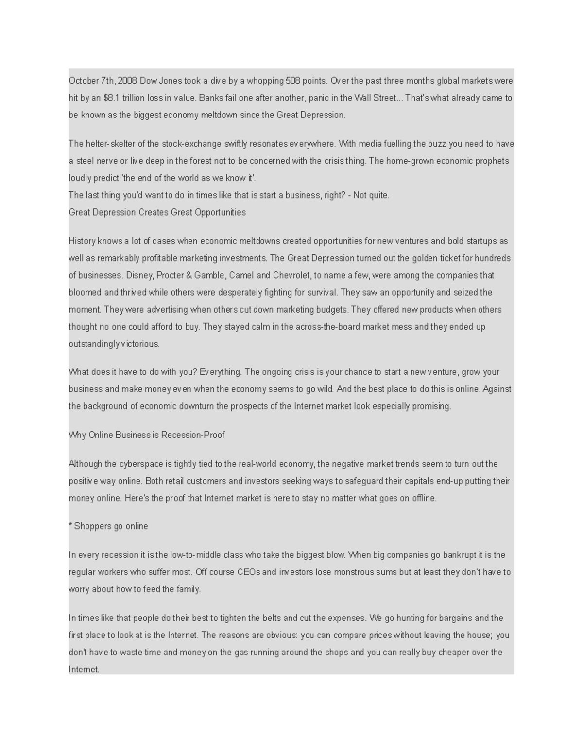 New Microsoft Word Document (14) - October 7th, 2008 Dow Jones took a ...