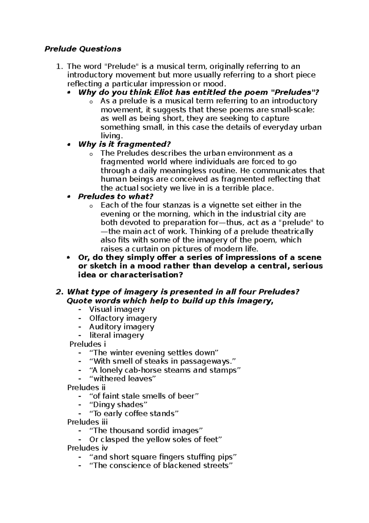 Prelude Text Questions - Prelude Questions The word "Prelude" is a ...