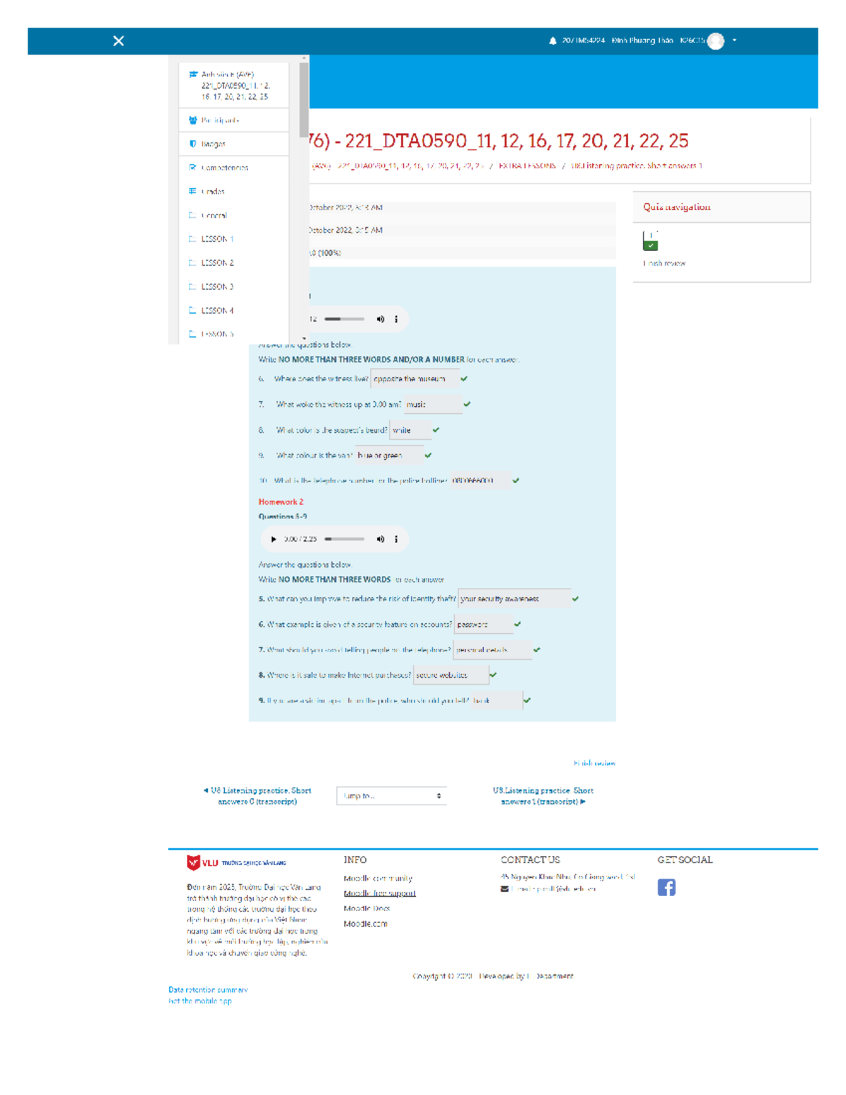 Extra Lessons U8.Listening practice. Short answers 1 - English for Office - Studocu