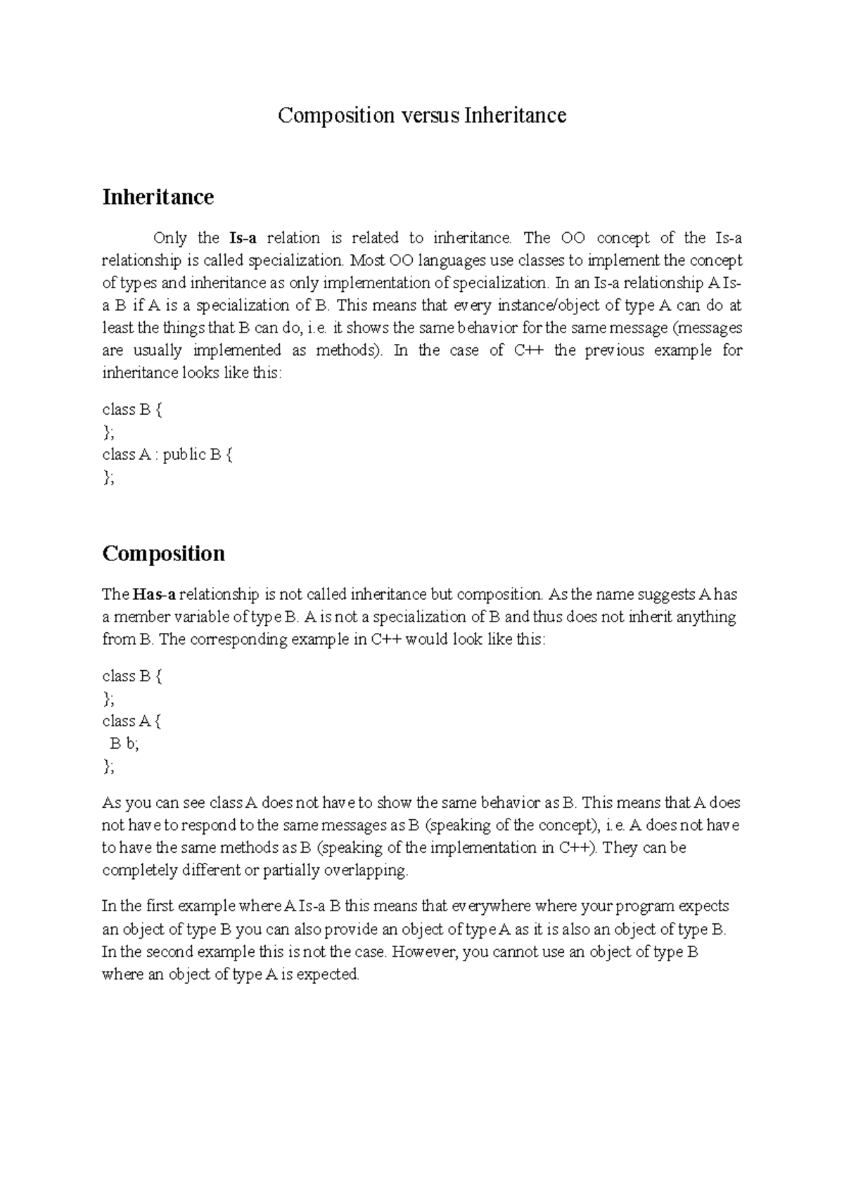 Composition versus Inheritance - Composition versus Inheritance ... Composition versus Inheritance - Composition versus Inheritance ...