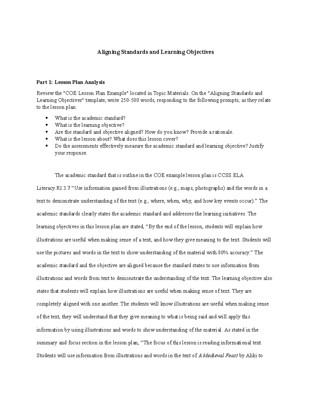 Aligning Standards and Learning Objectives - Copy - Aligning Standards ...