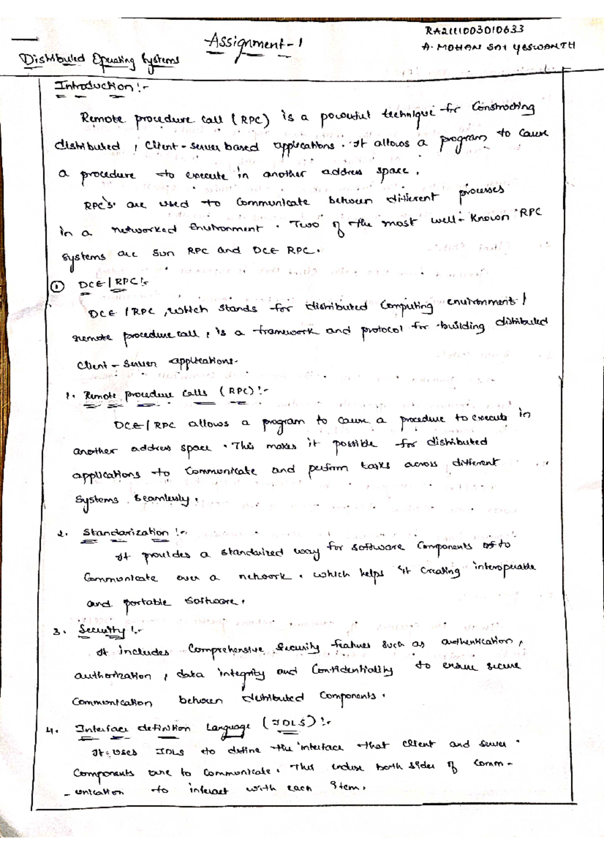 This document will help you to write and complete your assignment of distributed operating ...