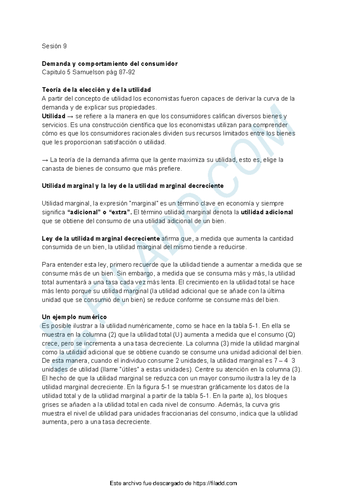 Sesion 9- Economia - Nada - Sesión 9 Demanda y comportamiento del consumidor Capitulo 5 ...