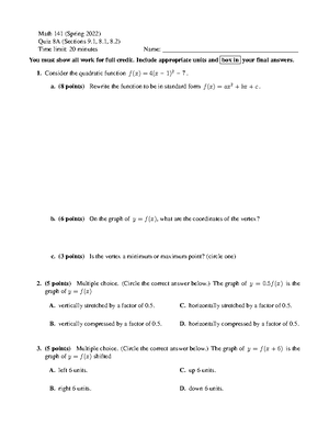 Final Exam I - Math 141 (Summer 2022) Final Exam, Version I Time limit ...
