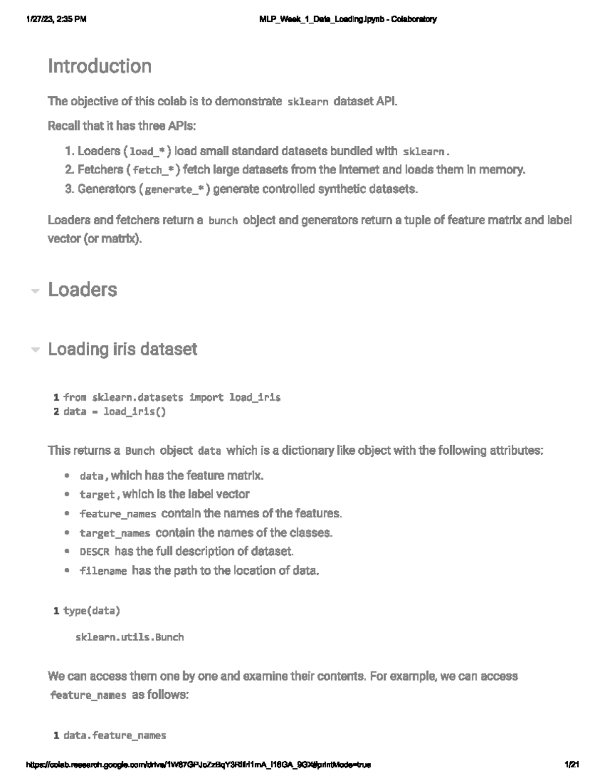 MLP Week 1 Data Loading - Machine Learning - Studocu