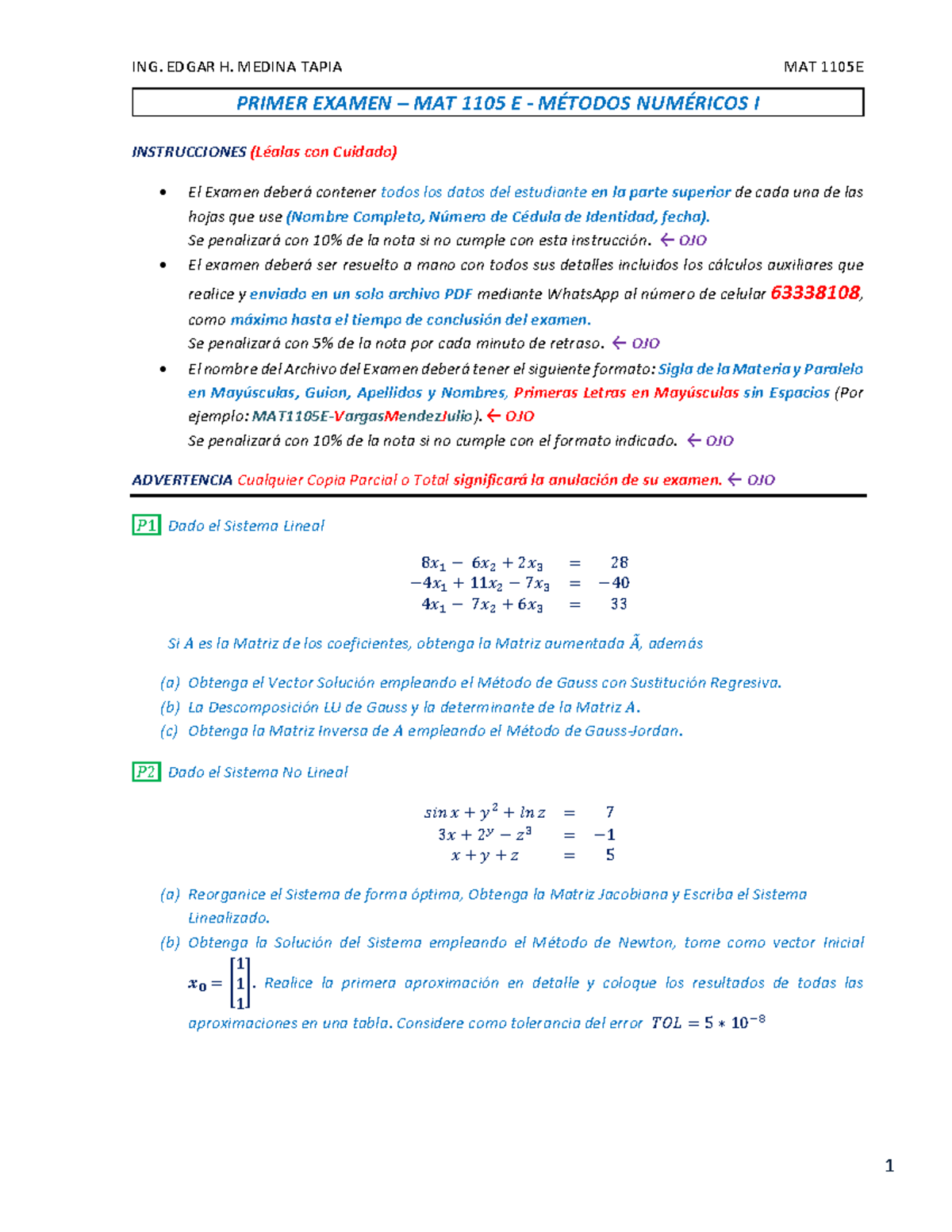 1er.par. Mat 1105 E 1-22 - ING. EDGAR H. MEDINA TAPIA MAT 1105E 1 ...