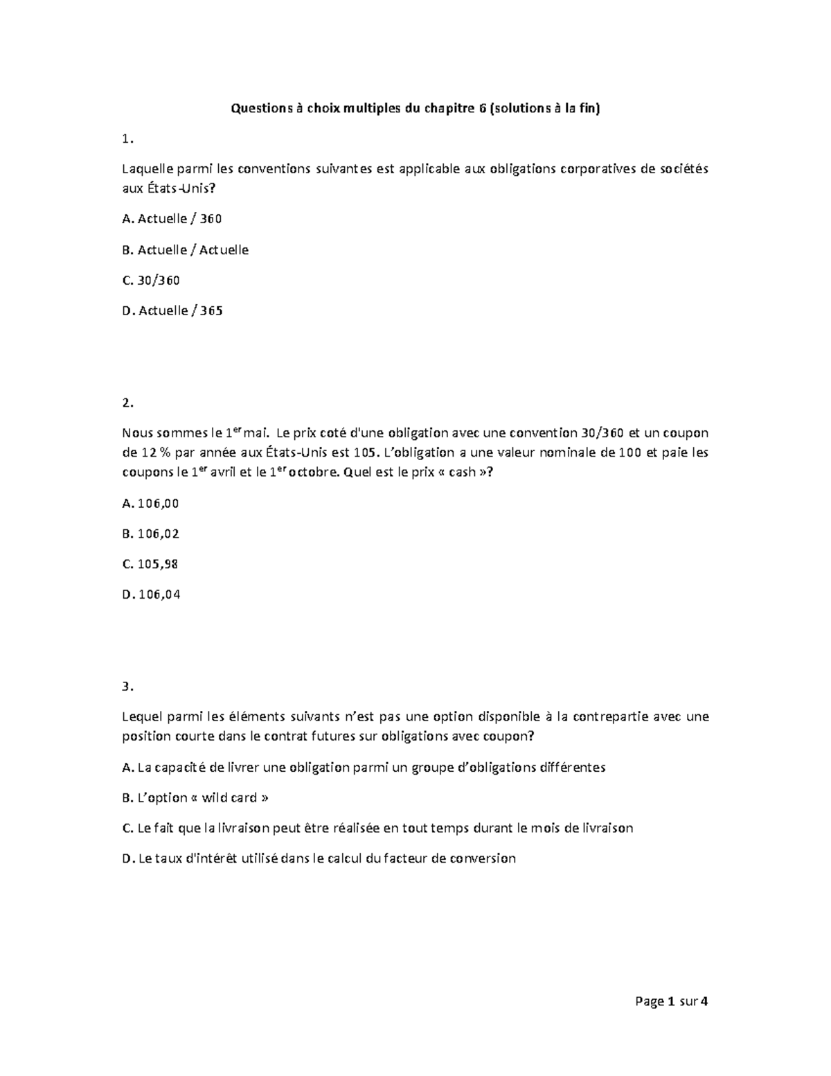 Seance 6c ques choix mult chap6 - Questions à choix multiples du ...