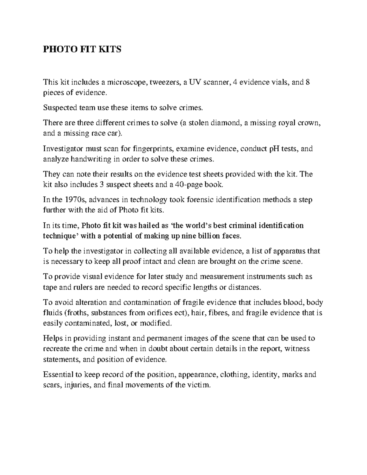 Photo FIT KITS - PHOTO FIT KITS This kit includes a microscope ...