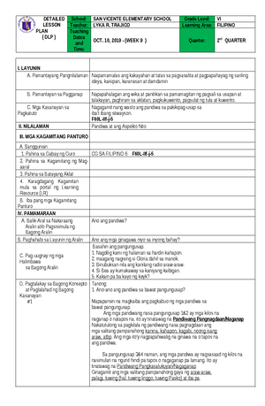 LP Observation English-MELC - LESSON PLAN School: SAN VICENTE ...